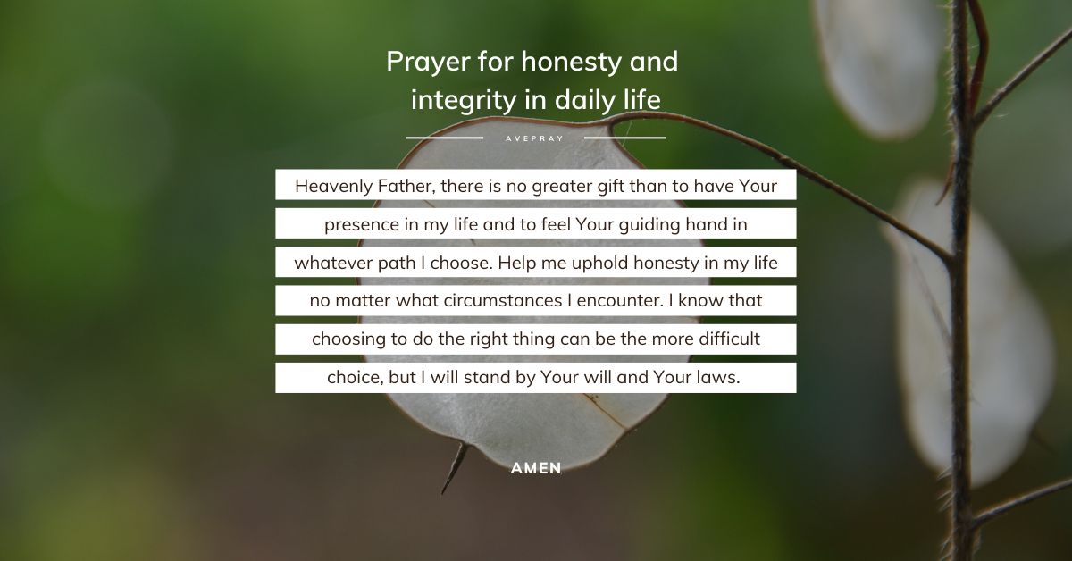 Prayer for honesty and integrity in daily life – AvePray